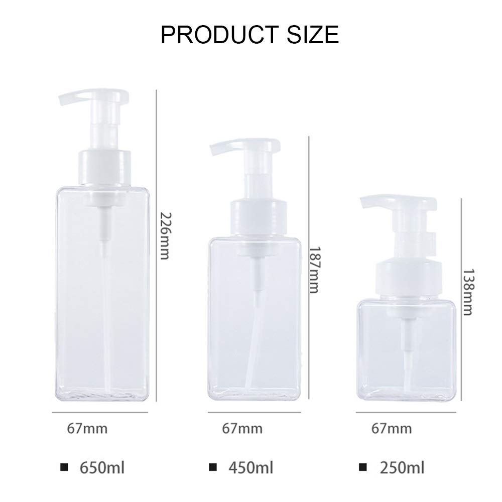 Soap Dispenser Pump Square Clear Foaming Bottle Liquid Soap Whipped Mousse Points Bottling Shampoo Lotion Shower Gel Foam Pump Bottles Ending 250/450/650ML Hand Lotion Bottle ( Color : 650ml black )