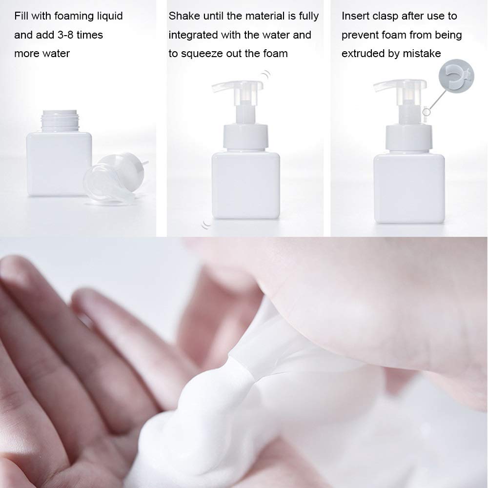 Soap Dispenser Pump Square Clear Foaming Bottle Liquid Soap Whipped Mousse Points Bottling Shampoo Lotion Shower Gel Foam Pump Bottles Ending 250/450/650ML Hand Lotion Bottle ( Color : 650ml black )