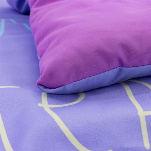 A Nice Night Bedding 3 Piece Cartoon Rainbow Bedding Set with Cloud Printed for Girls Toddler Bed Comforter Sets (Purple-Rainbow, Full)