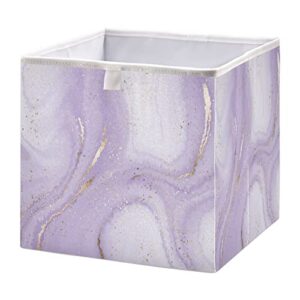 kigai cube storage bin purple marble ripple foldable storage basket toy storage box for home organizing shelf closet bins, 11 x 11 x 11-inch