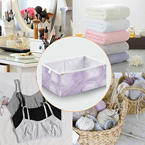 Kigai Cube Storage Bin Purple Marble Ripple Foldable Storage Basket Toy Storage Box for Home Organizing Shelf Closet Bins, 11 x 11 x 11-Inch