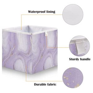 Kigai Cube Storage Bin Purple Marble Ripple Foldable Storage Basket Toy Storage Box for Home Organizing Shelf Closet Bins, 11 x 11 x 11-Inch