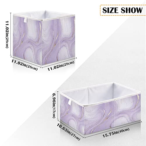 Kigai Cube Storage Bin Purple Marble Ripple Foldable Storage Basket Toy Storage Box for Home Organizing Shelf Closet Bins, 11 x 11 x 11-Inch