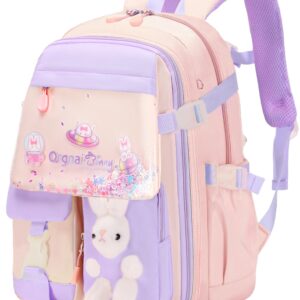 nine-tailed fox Bunny Backpack for Girls,Cute Backpack Little Girl Kindergarten Preschool Elementary School Bookbag Set (Only Backpack Pink)