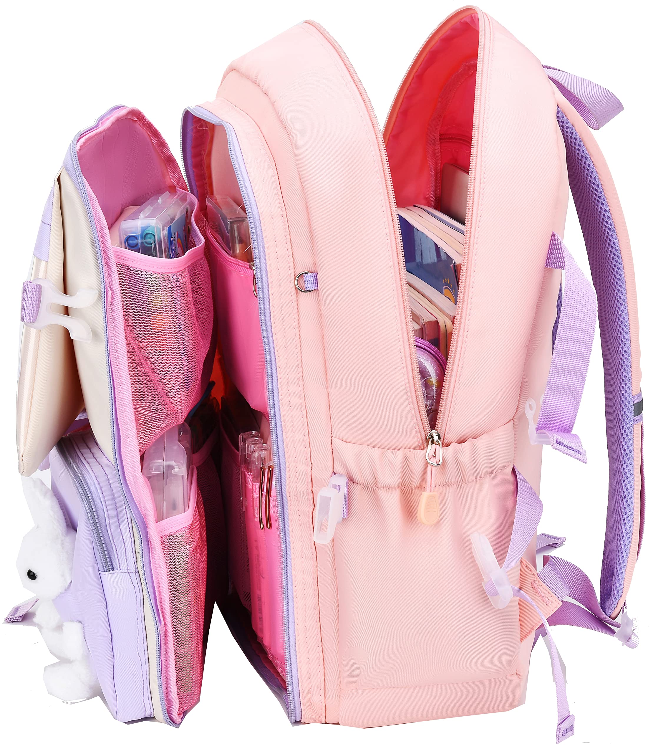 nine-tailed fox Bunny Backpack for Girls,Cute Backpack Little Girl Kindergarten Preschool Elementary School Bookbag Set (Only Backpack Pink)