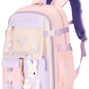 nine-tailed fox Bunny Backpack for Girls,Cute Backpack Little Girl Kindergarten Preschool Elementary School Bookbag Set (Only Backpack Pink)