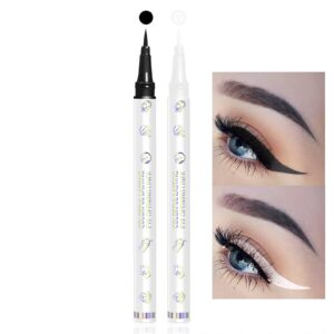 dekrion white eyeliner & black eyeliner set, waterproof liquid eyeliner quick drying long-lasting eye liners for women makeup tool easy to use eyeliner liquid set