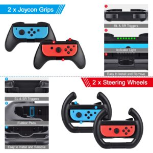 innoAura 14 in 1 Switch Sports Accessories Bundle, Switch Sports Bundle with Switch Steering Wheel, J-con Grip, Tennis Racket, Glof Club, Leg Strap, Wrist Strap Compatible with Switch/Switch OLED