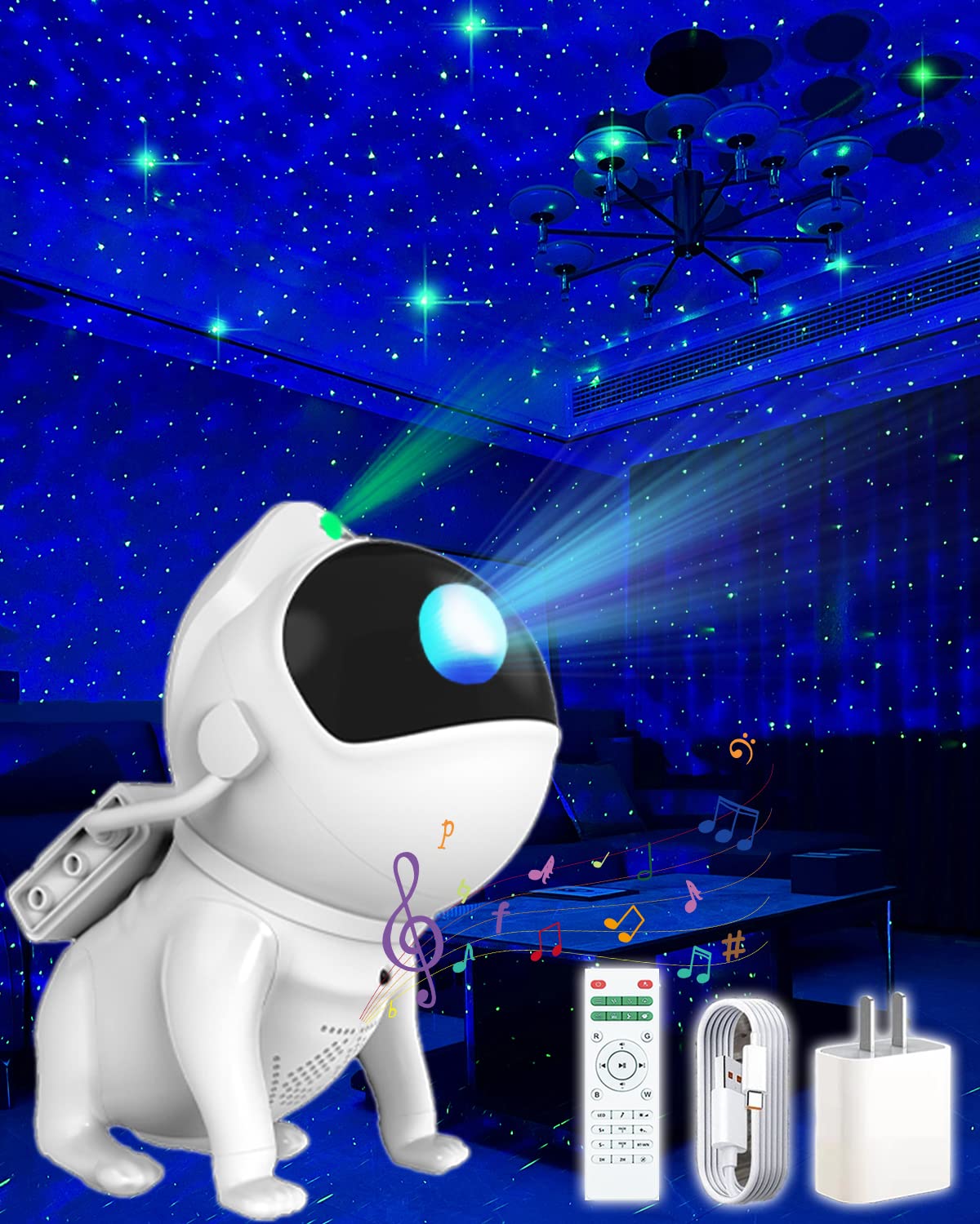 FLEWKEN Space Dog Star Projector - Space Buddy - Astronaut Galaxy Projector Starry Voyager Nebula Ceiling LED Lamp with Timer and Remote, for Gaming Room Decor, Christmas Gift for Kids Adults