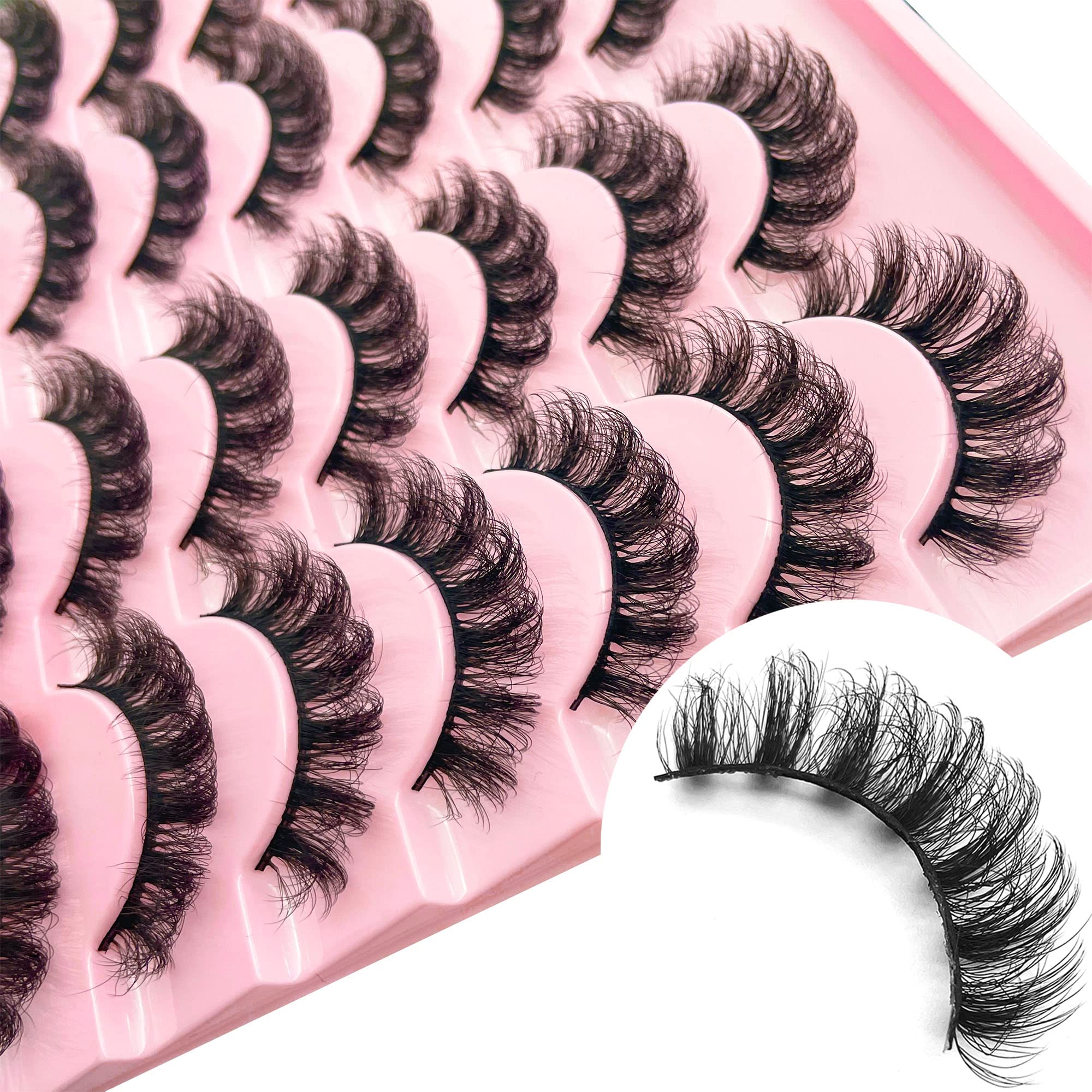 Russian Strip Lashes Yasnai DD Curl False Eyelashes Fluffy Wispy Faux Mink Lashes Natural Eye Lashes 14 Pairs Pack