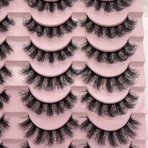 Russian Strip Lashes Yasnai DD Curl False Eyelashes Fluffy Wispy Faux Mink Lashes Natural Eye Lashes 14 Pairs Pack