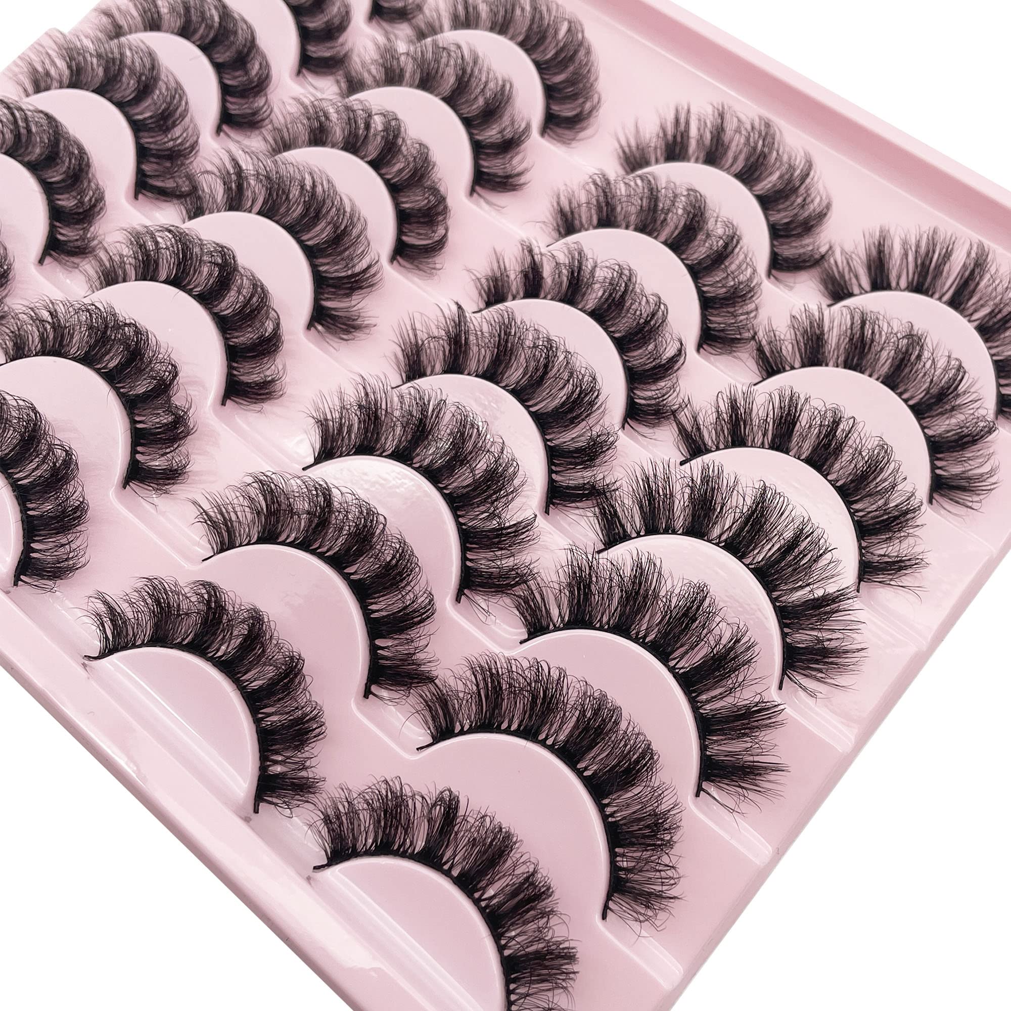 Russian Strip Lashes Yasnai DD Curl False Eyelashes Fluffy Wispy Faux Mink Lashes Natural Eye Lashes 14 Pairs Pack