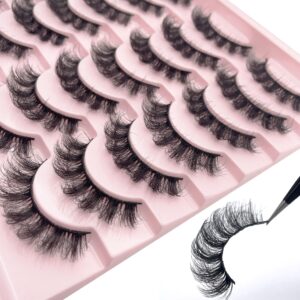 Russian Strip Lashes Yasnai DD Curl False Eyelashes Fluffy Wispy Faux Mink Lashes Natural Eye Lashes 14 Pairs Pack