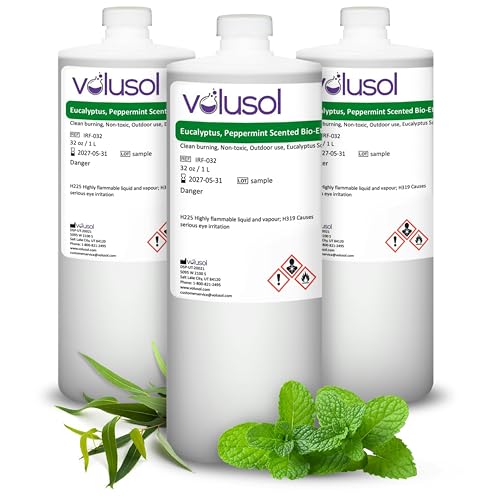 Eucalyptus Peppermint Scented, Bio-Ethanol, Clean Burning/Eco-Friendly (1000mL /32 oz.) - (Pack of 3)