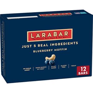 larabar blueberry muffin, gluten free vegan fruit & nut bars, 1.6 oz, 12 ct