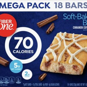 Fiber One 70 Calorie Soft-Baked Bars, Cinnamon Coffee Cake, 18 ct