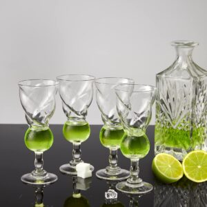 Vintage Crystal Absinthe Glasses | Set of 4 | 6.5 oz Wine Savant - Stemmed Classic With Swiss Bubble Reservoir, Tasting, Nosing & Sipping, Absinthe, Sambuca, Raki, Pastis, Ouzo, Drinking Green Fairy