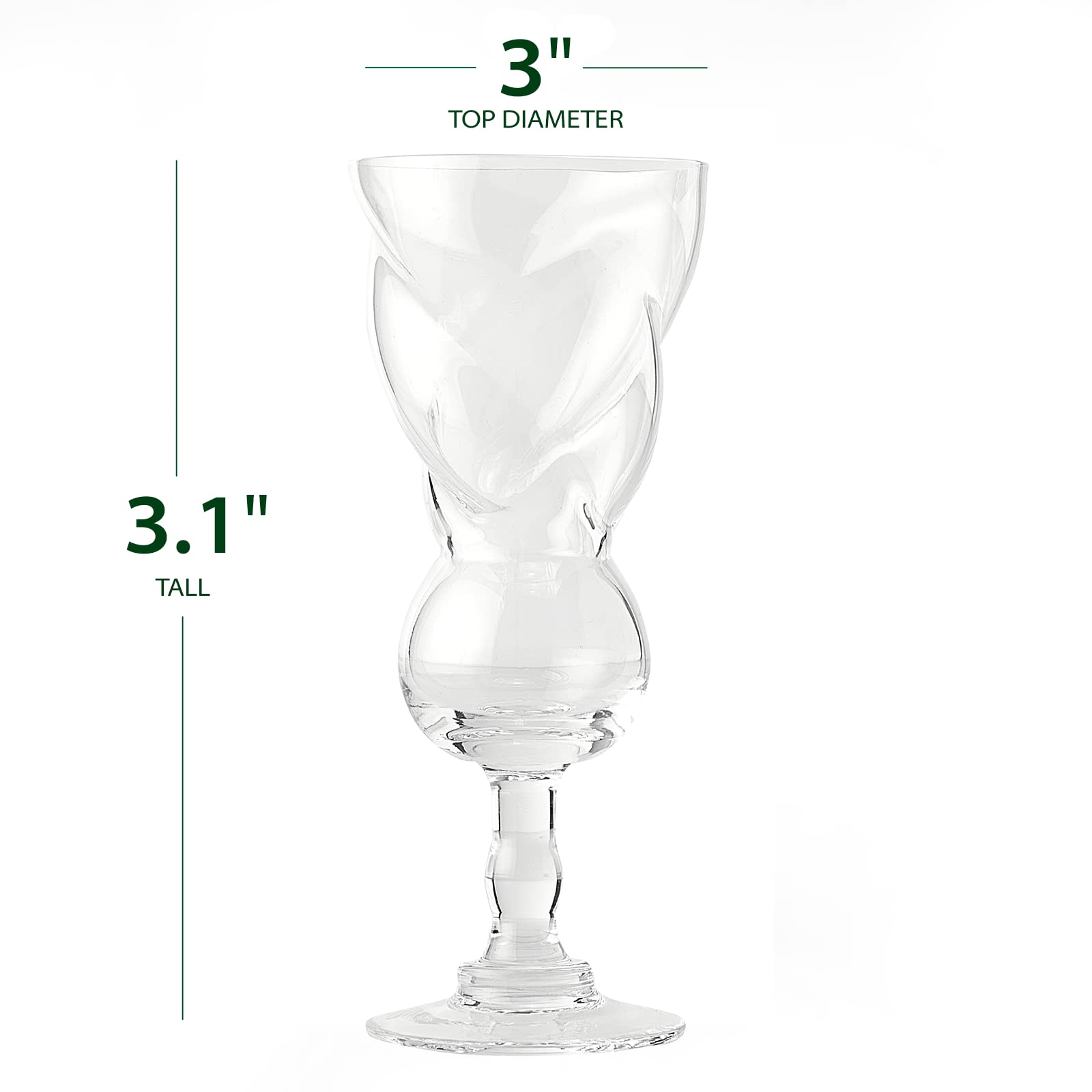 Vintage Crystal Absinthe Glasses | Set of 4 | 6.5 oz Wine Savant - Stemmed Classic With Swiss Bubble Reservoir, Tasting, Nosing & Sipping, Absinthe, Sambuca, Raki, Pastis, Ouzo, Drinking Green Fairy