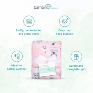 BAMBINO CREATIONS Sherpa Baby Blanket, Cuddly Soft 2-Layer, 39.37" L x 29.92", Pink