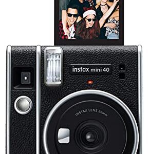 Fujifilm Instax Mini 40 Instant Camera with Fuji Instax Twin Pack Mini Film 60 Exposures, Album + Stickers + Frames