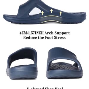 MERENCE Recovery Arch Support Slide Sandals Reduces Stress on Feet，Orthotic Plantar Fasciitis Heel，Open Toe Soft Slide Sandals for Womens Mens Beach Pool Shower Shoes Bathroom Slippers