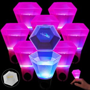 tessco 8 pcs wedding ring shot glass led light up plastic flash ring shot glasses for wedding party supplies and 8 pcs vinyl gold bride bridesmaid stickers