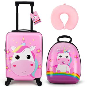 emissary kids luggage with wheels for girls, giraffe kids luggage set, childrens luggage for girls with wheels, kids suitcases with wheels for girl, toddler suitcase for girls, travel luggage for kids