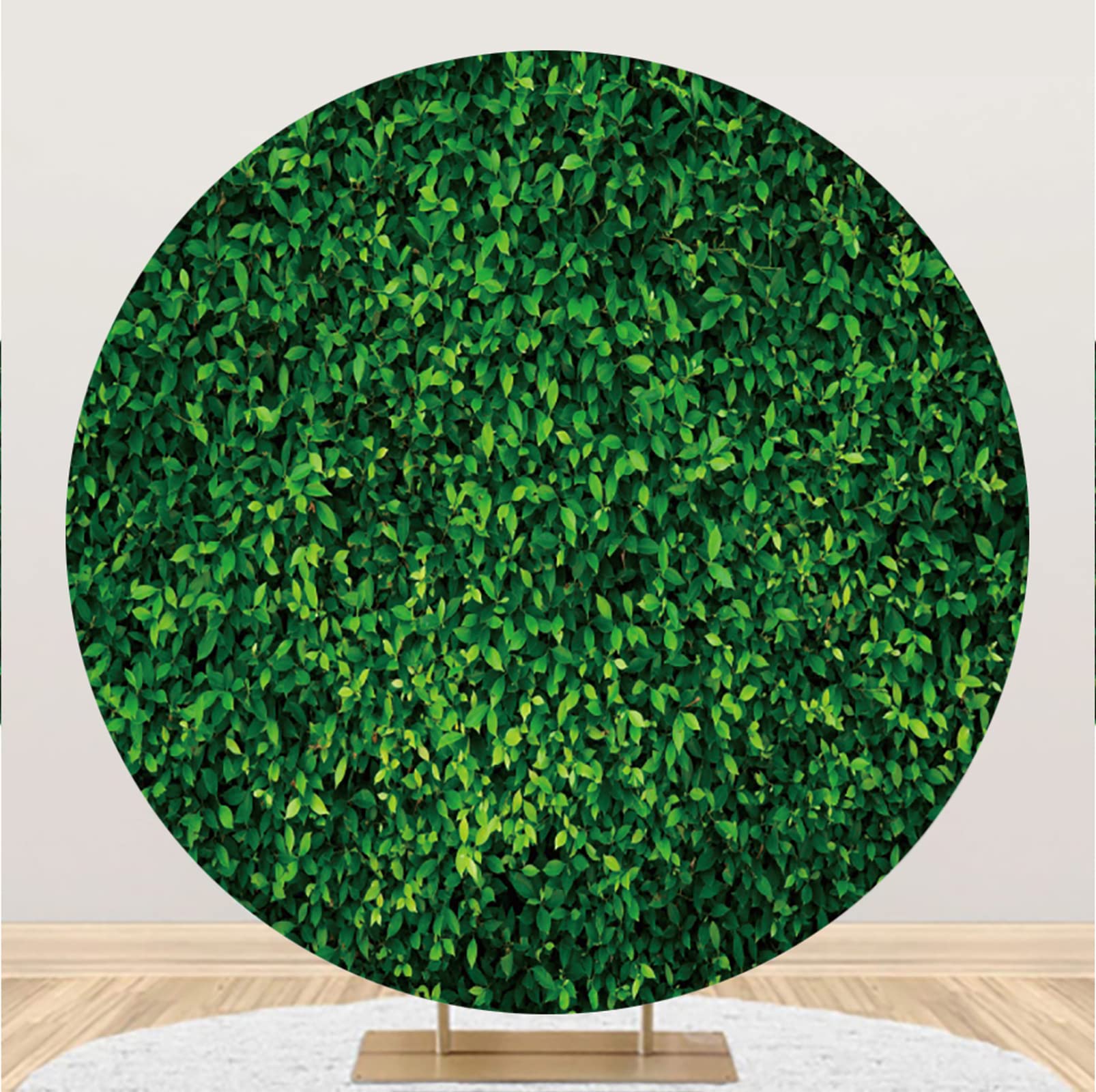 Greenery Green Leaves Round Backdrop Cover Spring Nature Outdoorsy Circle Background (No Stand) for Wedding Birthday Bridal Shower Photography 6.56ft (200cm) Seamless Edge Elastic Photo Studio Props