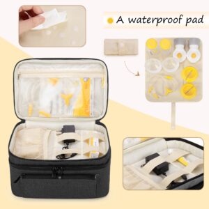 BAFASO Breast Pump Bag (Compatible with Medela Pump in Style) with a Waterproof Pump Parts Pad, Carrying Case for Medela Pump in Style and Extra Parts (Patent Pending), Black