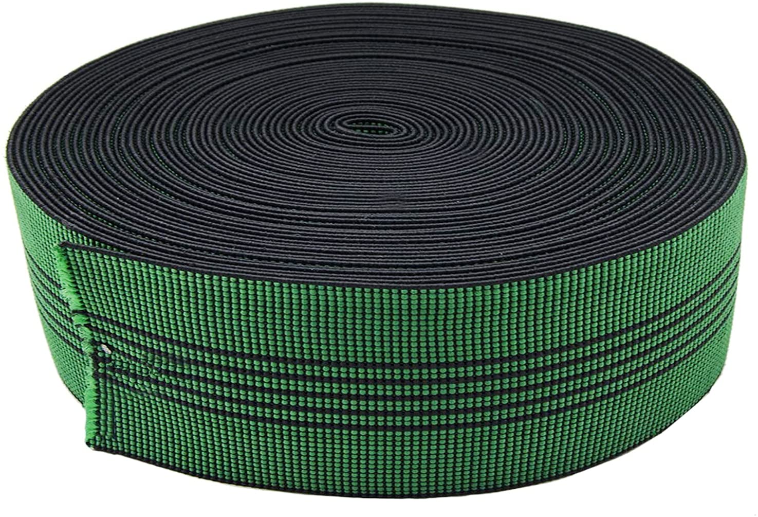 QQCASE Sofa Elastic Webbing, Stretch Latex Band, Furniture Repair DIY Upholstery Modification, Lawn Chair Couch Material Replacement, Spring Alternative -3 Inch Wide x 60 Ft Long,1 Roll Green.