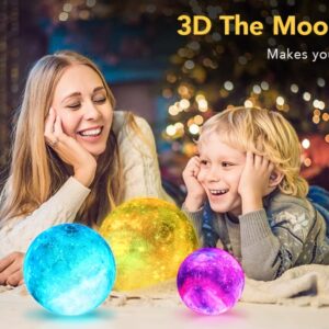 16TUYOUTU 16 Colors Moon Lamp,Lava Lamp,Moon Night Lights for Kids,Galaxy Lamp,3D Moon Lights for Bedroom,Bedroom Gift for Kids Boys Girls Birthday Christmas (5.9 inch, Light Blue （Base）