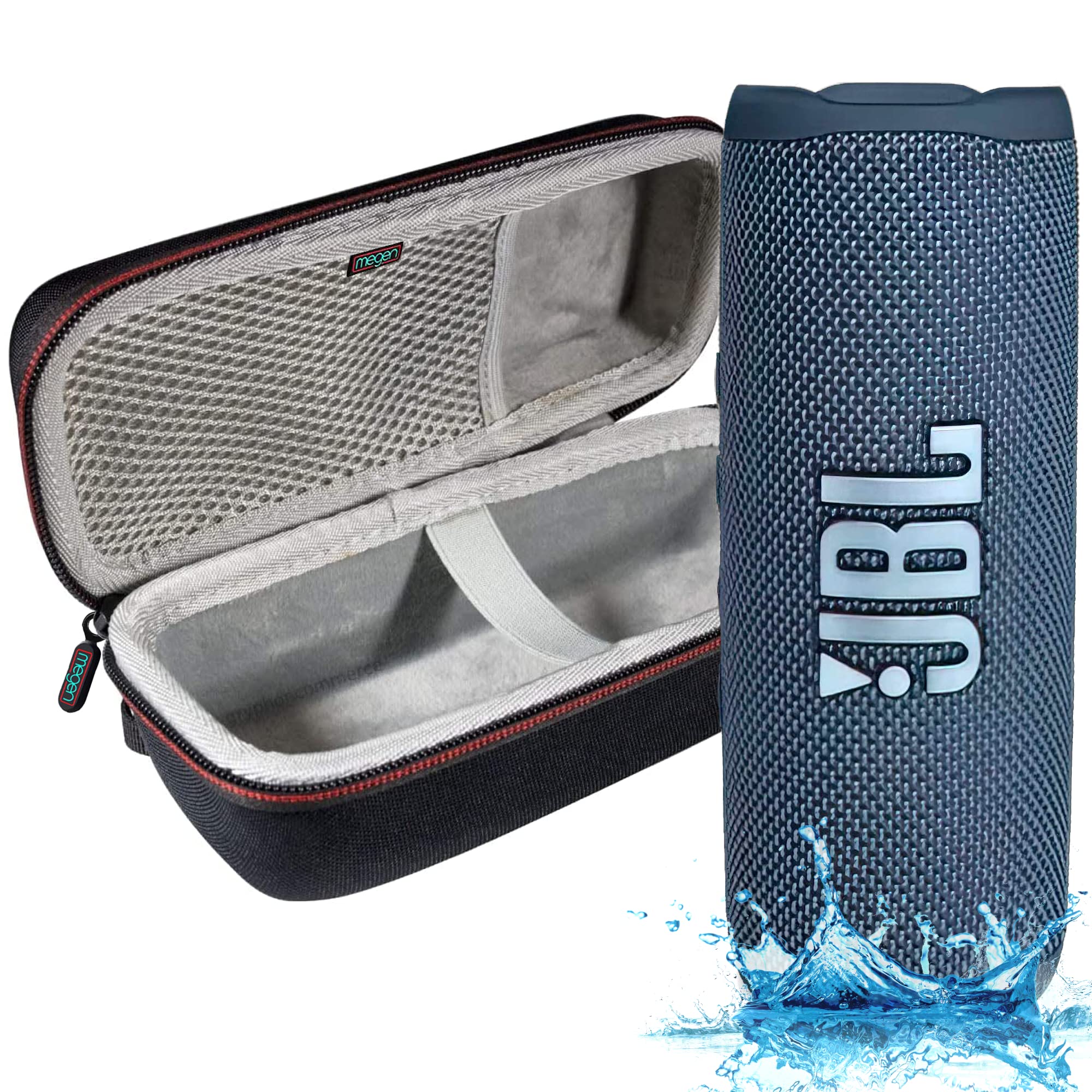 JBL Flip 6 - Waterproof Portable Bluetooth Speaker, Powerful Sound and deep bass, IPX7 Waterproof, 12 Hours of Playtime with Megen Hardshell Case - Blue