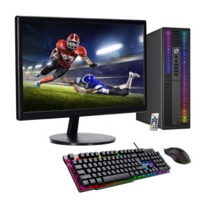 hp custom built rgb lights pc with 24 inch monitor prodesk desktop computer intel core i5 6500 quad-core processor geforce 1030 2gb 16gb ram 256gb ssd win 10 pro gaming keyboard & mouse (renewed)