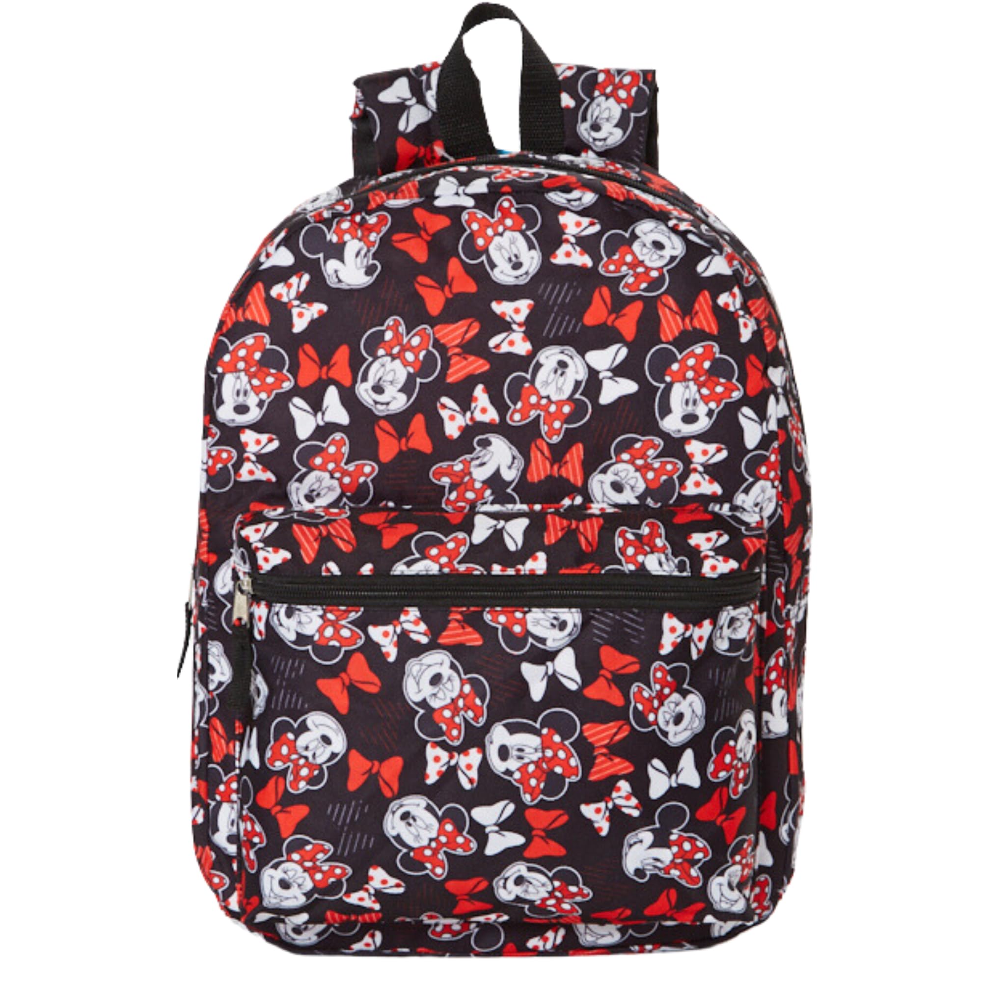 Disney Minnie Mouse Backpack for Kids and Adults, 16 inch, Red and Black