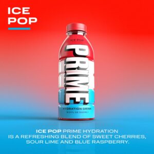 PRIME Hydration ICE POP | Sports Drinks | Electrolyte Enhanced for Ultimate Hydration | 250mg BCAAs | B Vitamins | Antioxidants | 2g Of Sugar | 16.9 Fluid Ounce | 12 Pack