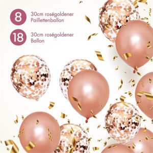 SOMAYO Birthday Decorations Rose Gold Balloons, Birthday Decorations for Women and Girls, Rose Gold Party Decorations Set,Happy Birthday Banner,Metallic Rose Gold Confetti Balloons, Foil Balloons.