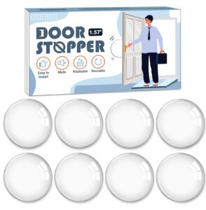 door stoppers wall protector rubber - 8 pcs clear, self adhesive round bumper from door handle / knobs door stop guard shield stick on fridge cabinet corner furniture