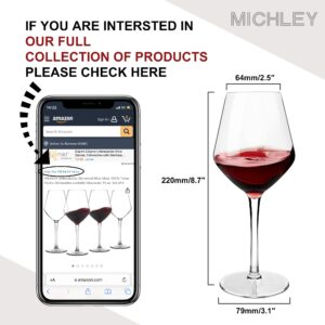 MICHLEY Unbreakable Two Designs Red Wine Glasses 18 oz & 15 oz with Long Stem, Tritan Plastic Clear Glassware Dishwasher Safe, Set of 8