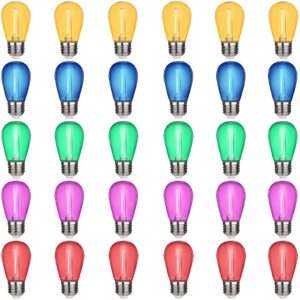 kqhben 30-pack led colored s14 replacement string light bulbs e26 base for halloween christmas party bar festival decor (multi-colored)