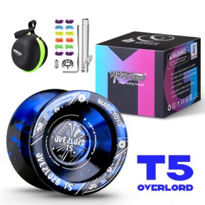 MAGICYOYO Unresponsive Yoyo T5 Black Blue Professional Yoyo for Kids Advanced Playing, Dual Purpose Yoyo with Responsive Yoyo Bearing Kit + 12 Yoyo Strings + Bearing Removal Tool+ Yoyo Storage Bag