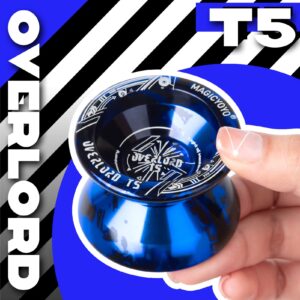 MAGICYOYO Unresponsive Yoyo T5 Black Blue Professional Yoyo for Kids Advanced Playing, Dual Purpose Yoyo with Responsive Yoyo Bearing Kit + 12 Yoyo Strings + Bearing Removal Tool+ Yoyo Storage Bag