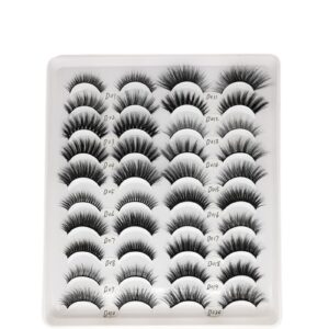 hipeya 20 pairs false eyelashes 20 styles mixed pack cat eye fluffy eyelashes pack 3d volume multi layers insensibility faux mink lashes packs for daily party show drama