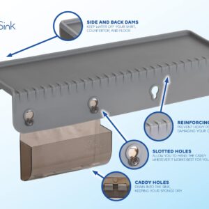 SiliSink Silicone Sink Edge Guard for Kitchen Sink - Fits 3.75”-4” Wide Stone Lip - Kitchen Sink Guard & Sink Edge Protector - Stone, Granite Countertop Edge Protector - 14”, Frosted Matte