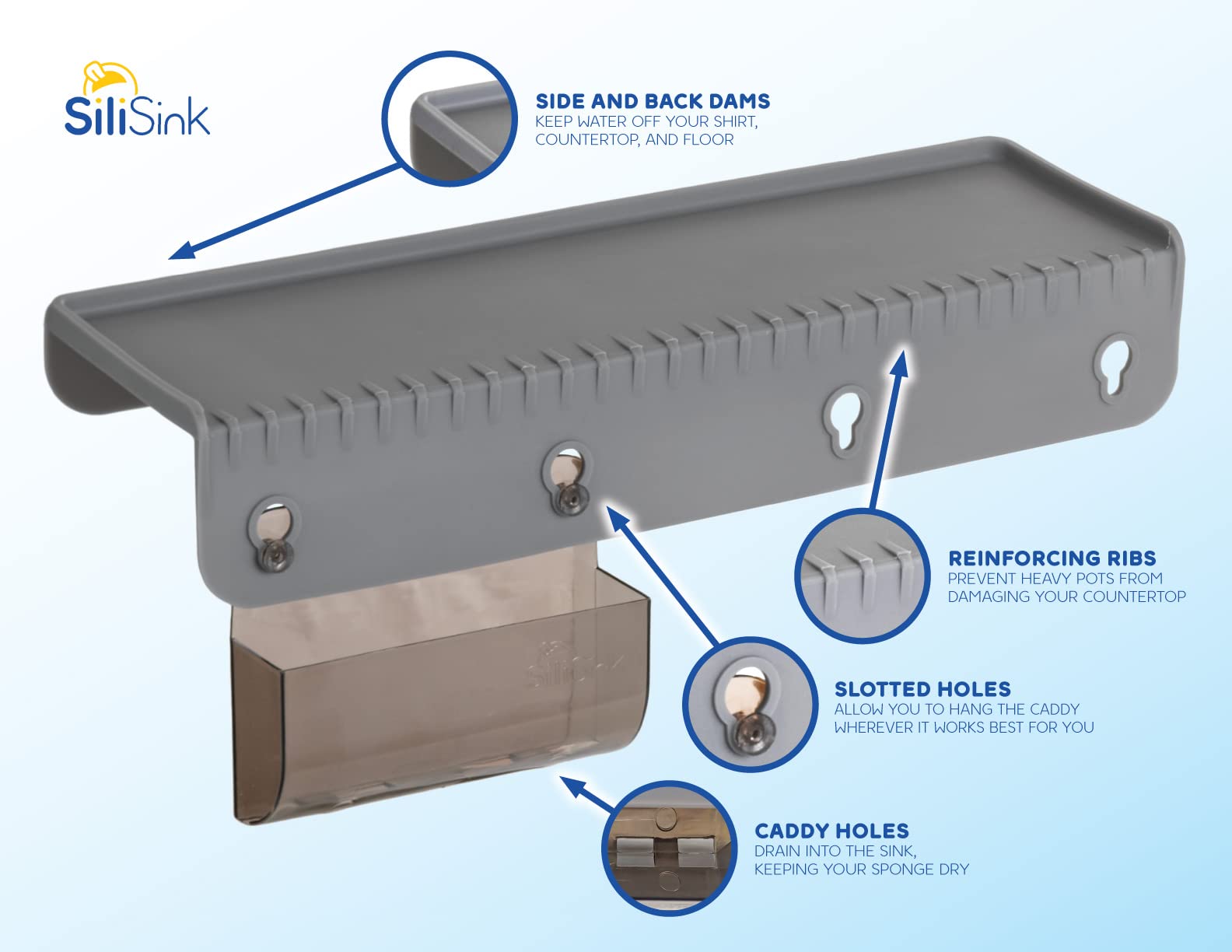 SiliSink Silicone Sink Edge Guard for Kitchen Sink - Fits 3.75”-4” Wide Stone Lip - Kitchen Sink Guard & Sink Edge Protector - Stone, Granite Countertop Edge Protector - 14”, Frosted Matte