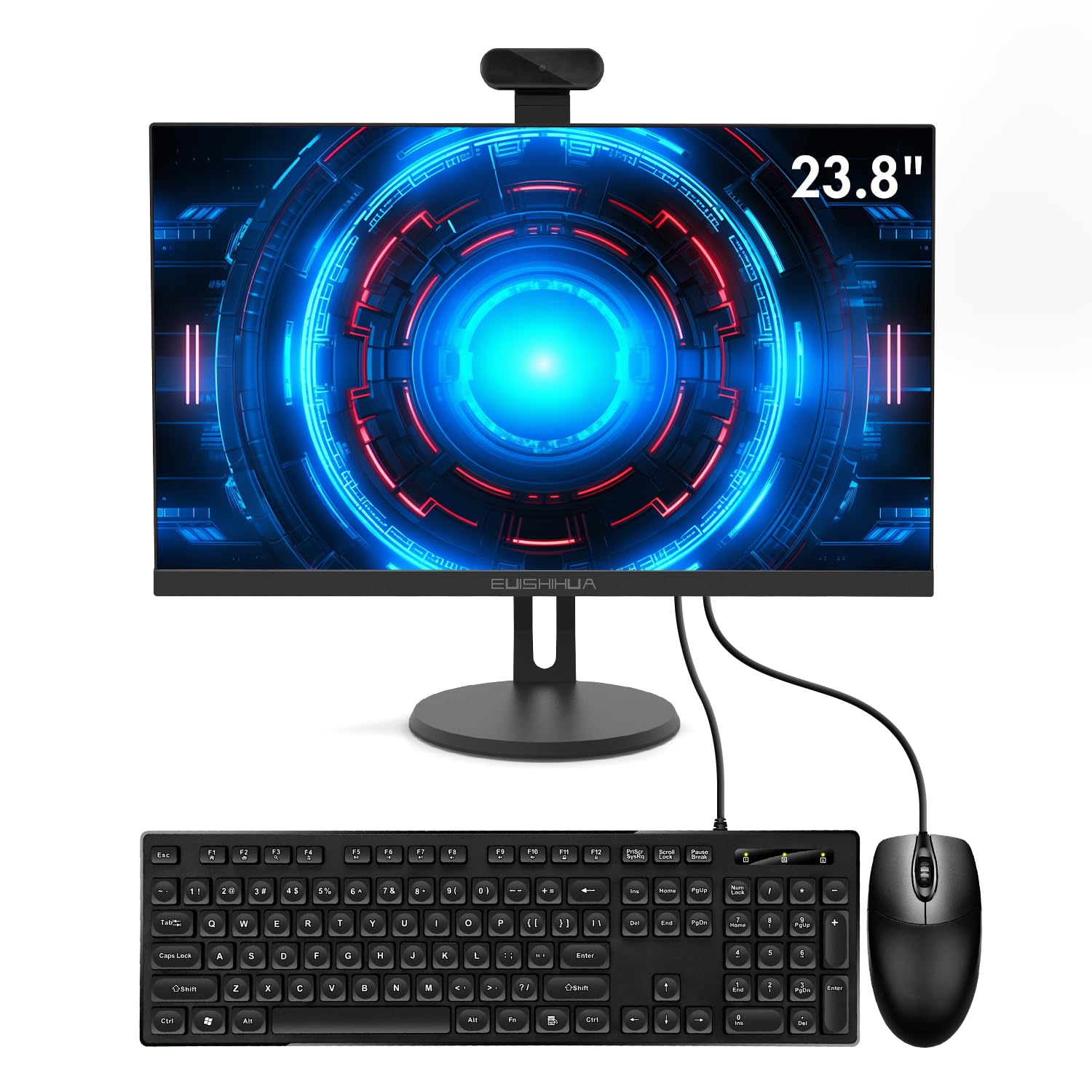 EUISHIHUA 24” All-in-One Computers, i7 Quad-Core Desktop Computer with Camera, 8G Ram 512G SSD IPS HD Display, WiFi Bluetooth for Home Entertainment Business Office (i7-Black)