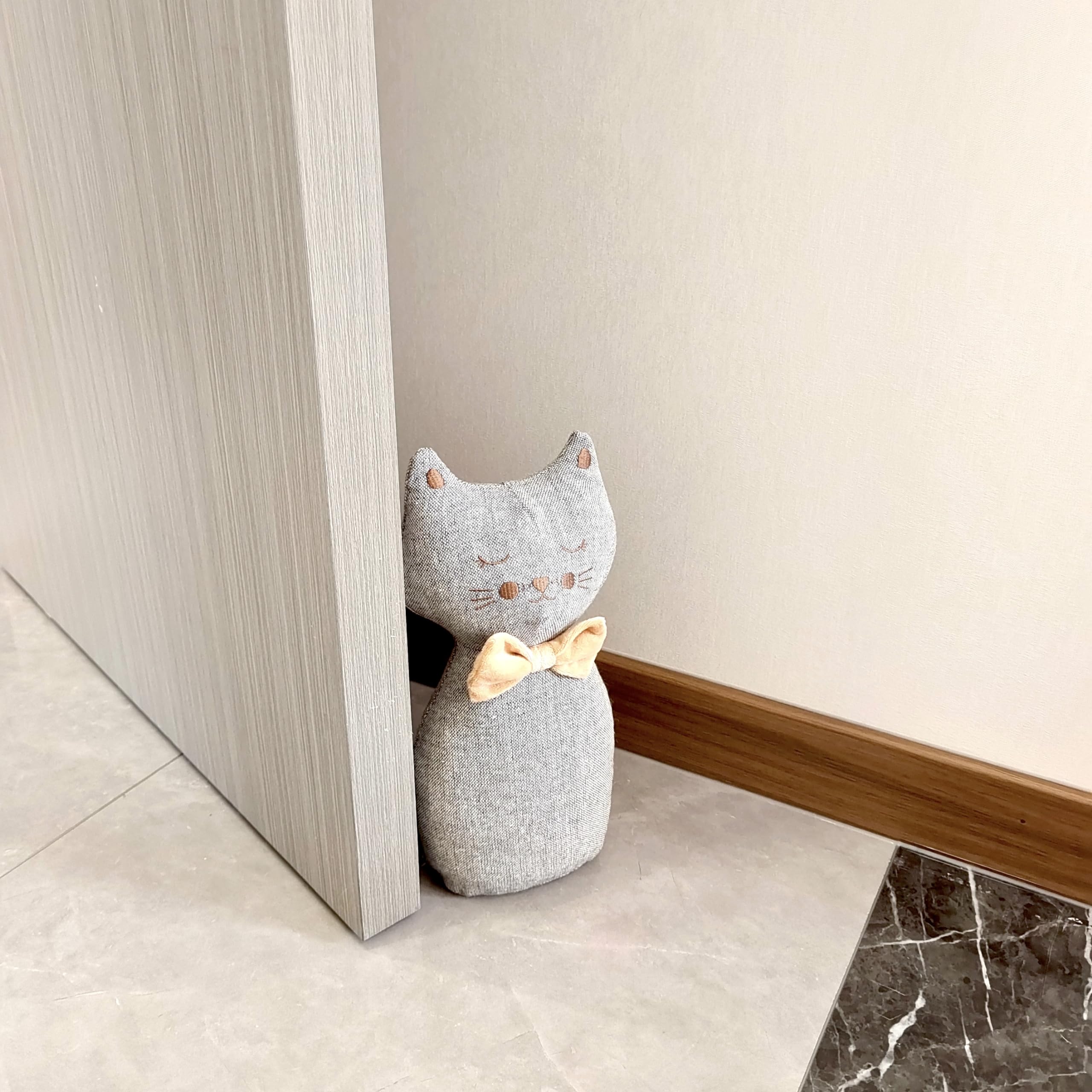 Interior Door Stopper Fabric Doorstops Decorative Cat (Simple Bow cat)