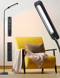 alongdeng led floor lamp, dimmable floor lamps with remote, adjustable 3000k-6500k colors & 5 brightness levels standing lamp, adjustable height flexible gooseneck, for living room, bedroom, office