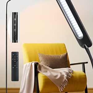 ALongDeng LED Floor Lamp, Dimmable Floor Lamps with Remote, Adjustable 3000K-6500K Colors & 5 Brightness Levels Standing Lamp, Adjustable Height Flexible Gooseneck, for Living Room, Bedroom, Office