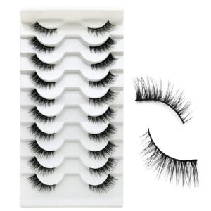 false eyelashes half lashes natural look cat eye lashes fluffy 3d faux mink lashes wispy 12mm fake eyelashes 10 pairs pack (s38), by kmilro