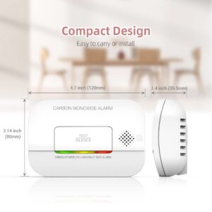 Putogesafe Carbon Monoxide Detector, 7 Year Sensor Life,Conforms to UL Standards, with Battery Warning Indicator and Test Button, 85 dB, for Ceiling and Wall Mounting, White (1 Pack)